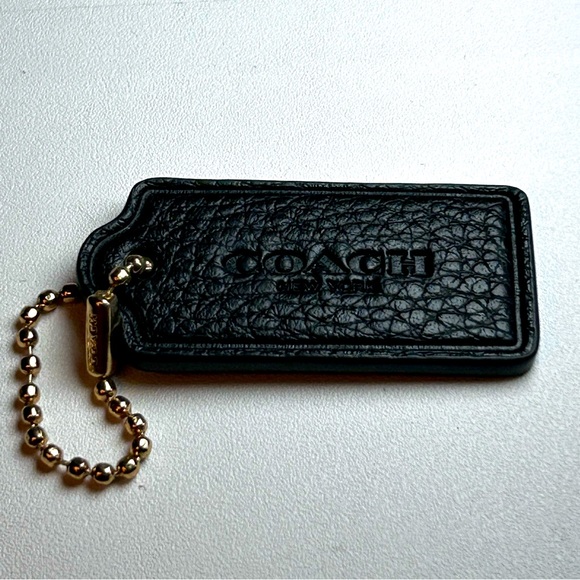 Coach | Bags | Coach Black Pebbled Leather Bag Hang Tag With Gold ...